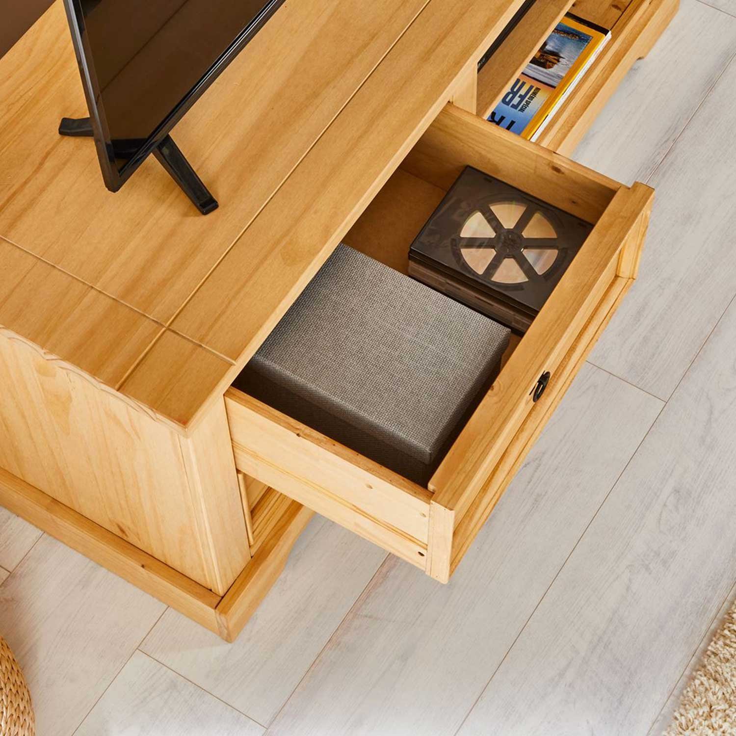 Rack Tv Bancada Madeira 40 Polegadas 2 Gavetas Rústico | MadeiraMadeira