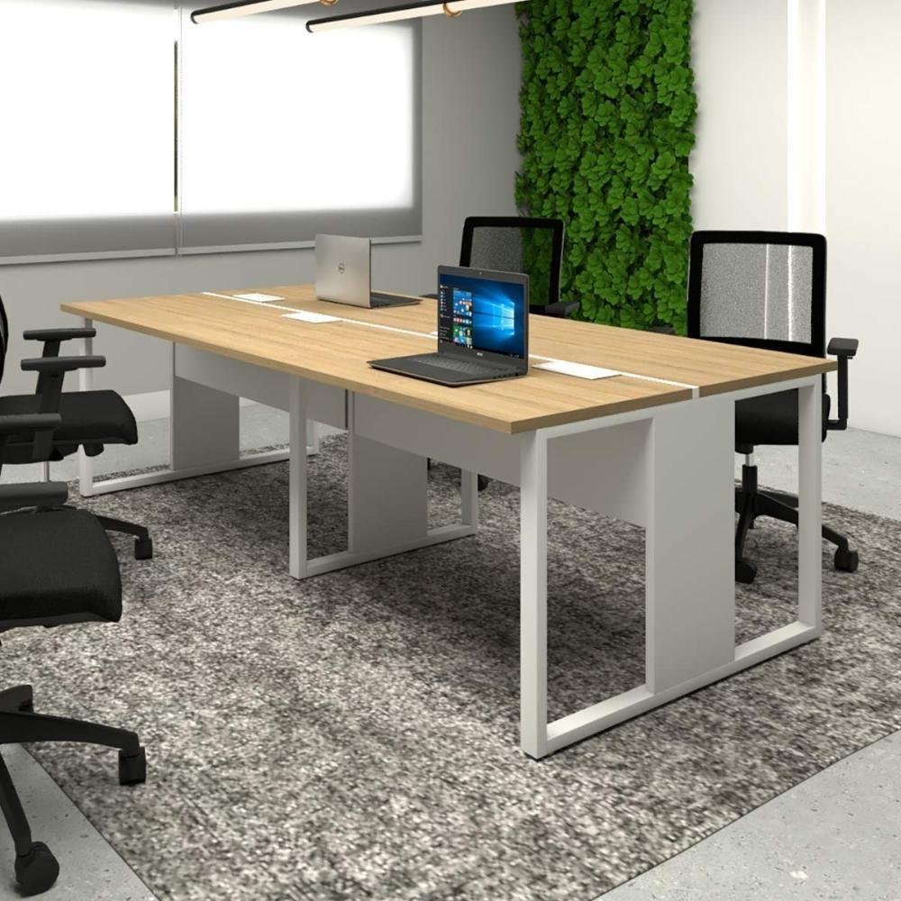 Plataforma de Trabalho 4 Lugares Mac Bra 2,40m Pés Meta Macadamia com ...