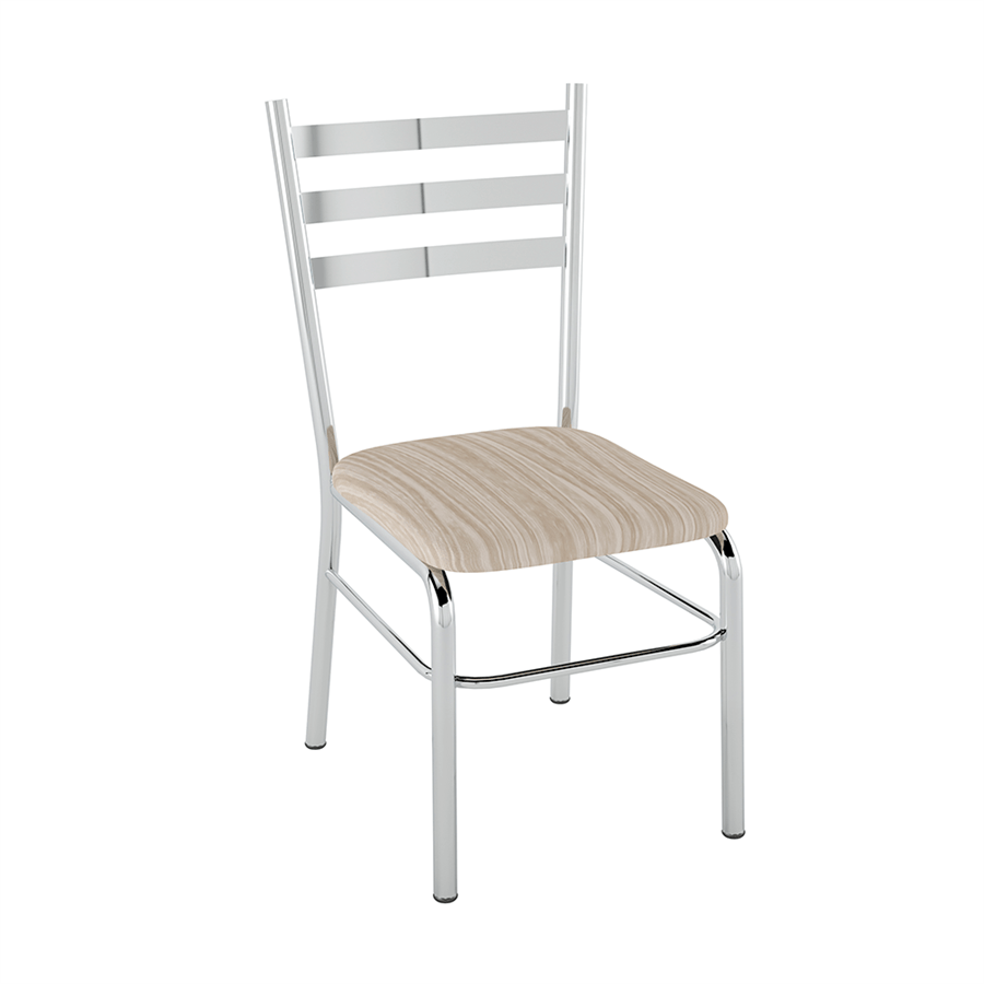 Cadeira Lucy C/ Encosto Chapa de Metal OOL 76 - VINIL AMADEIRADO CARAMELO Pozza | MadeiraMadeira