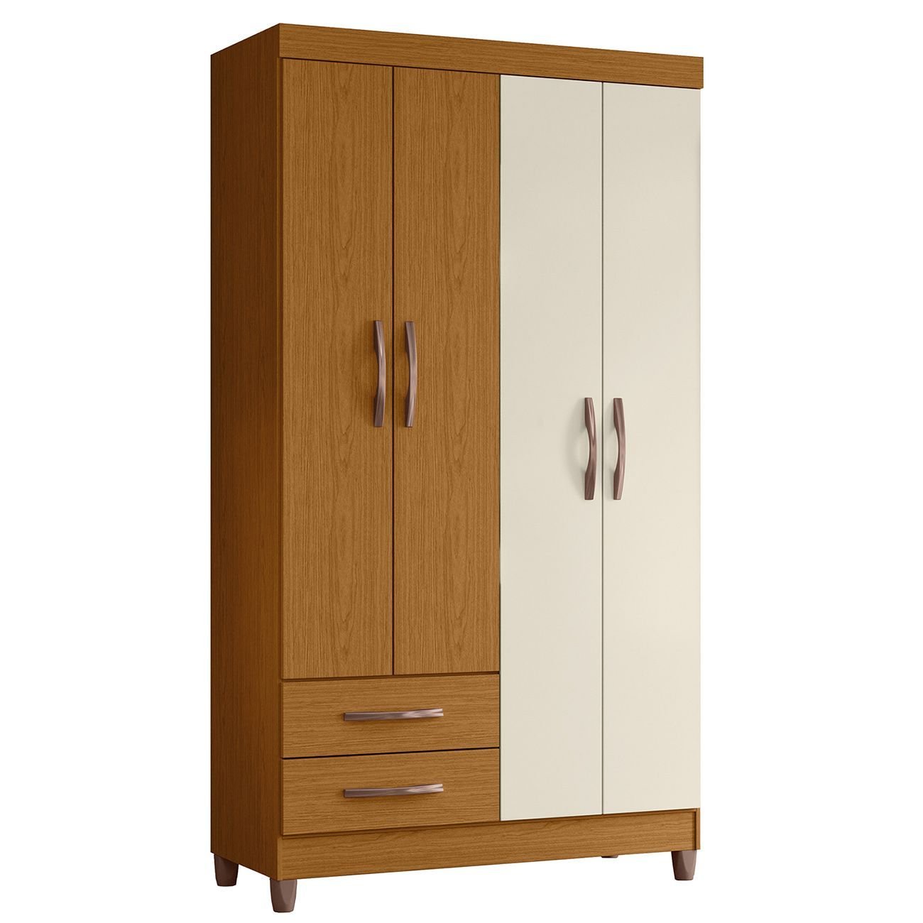 Guarda Roupa Solteiro 103cm 4 Portas Dony A02 Off/cinamomo - Mpozenato | MadeiraMadeira