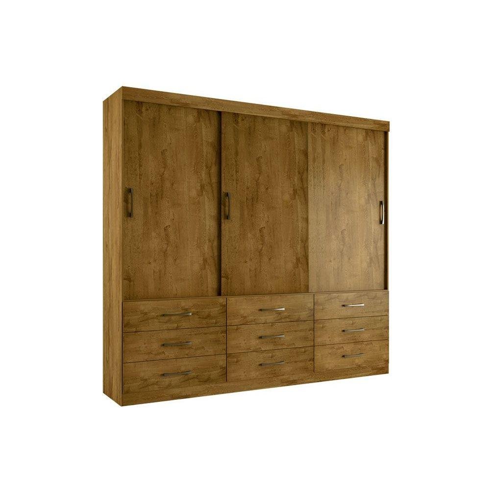 Guarda Roupa Casal 3 Portas de Correr e 9 Gavetas Turin Rovere ...