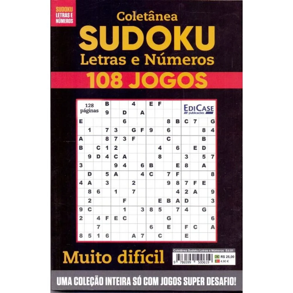 Sudoku Letras e Números 108 Jogos Edição 01 - Edi Case | MadeiraMadeira