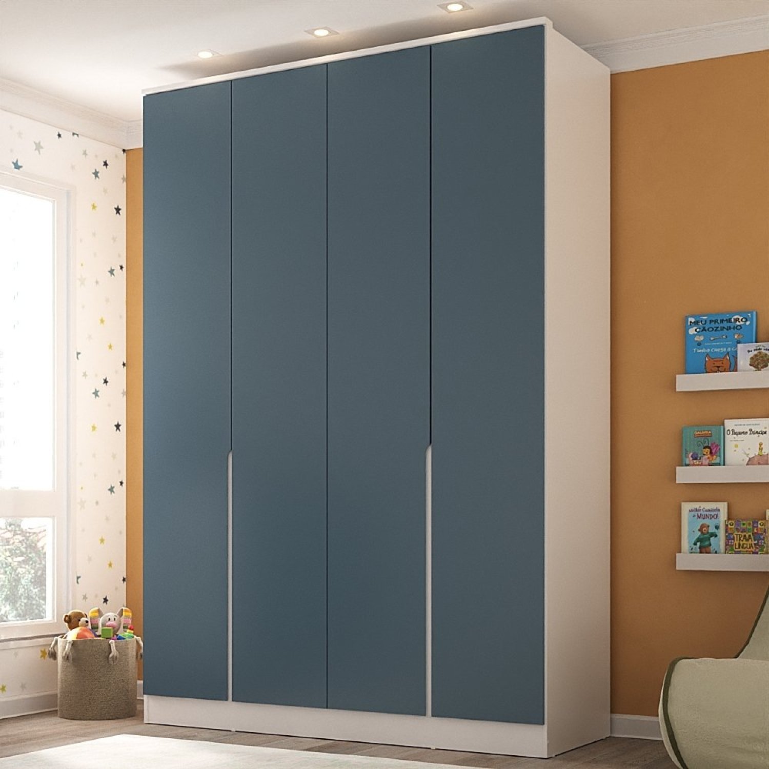 Guarda Roupa Infantil 4 Portas 2 Gavetas Sky | MadeiraMadeira