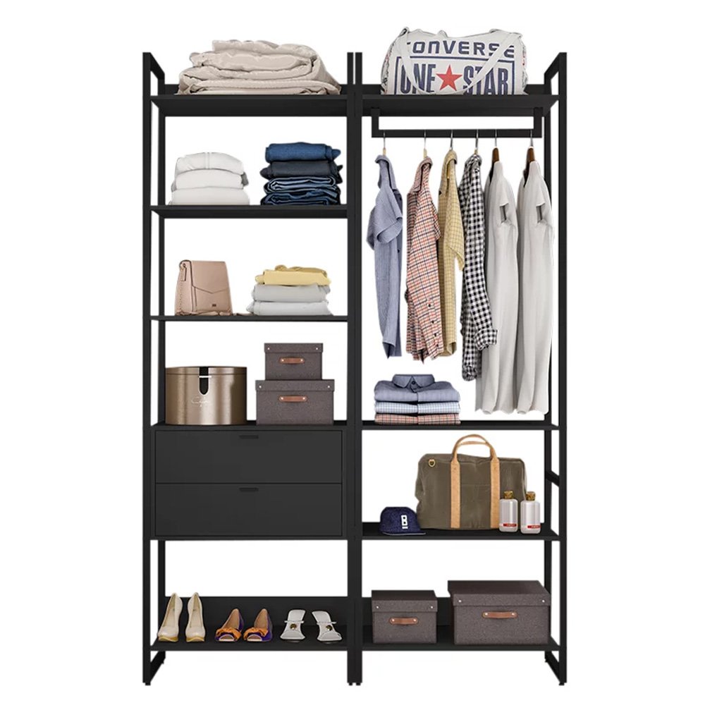 Guarda Roupa Casal Modular Closet Porto - FitMobel - Preto | MadeiraMadeira