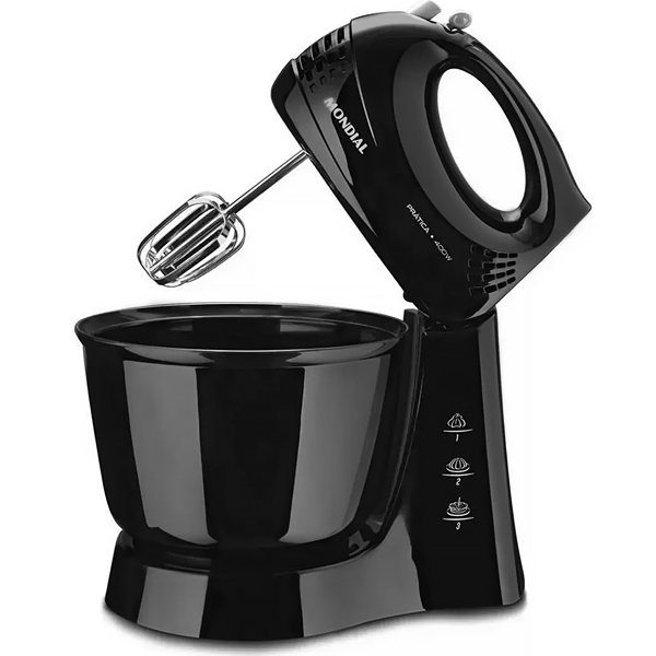 Batedeira Mondial Pratica B-44-B 3 Velocidade + Turbo 400 Watts 220V ~ 50/60 HZ - Preta ...