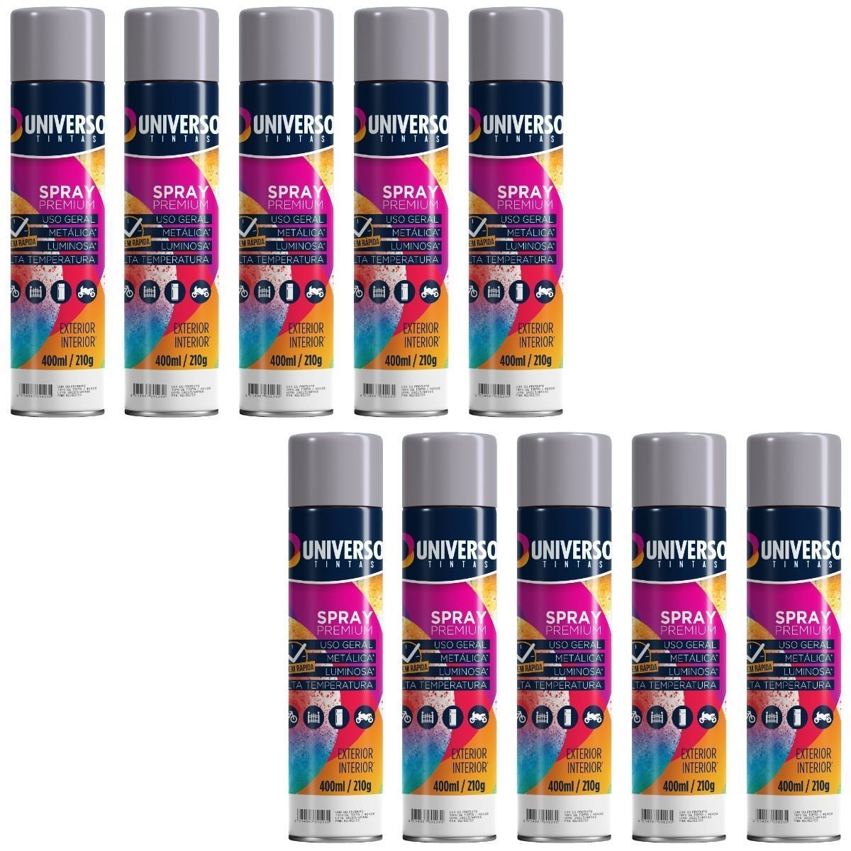 Tinta Spray 400ml Cinza Uso Geral em Aço Ferro Gesso Cerâmica Couro ...