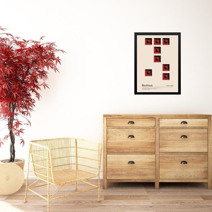 Quadro Bauhaus Vermelho - Scattered Bricks 33x24cm - com Vidro:moldura ...