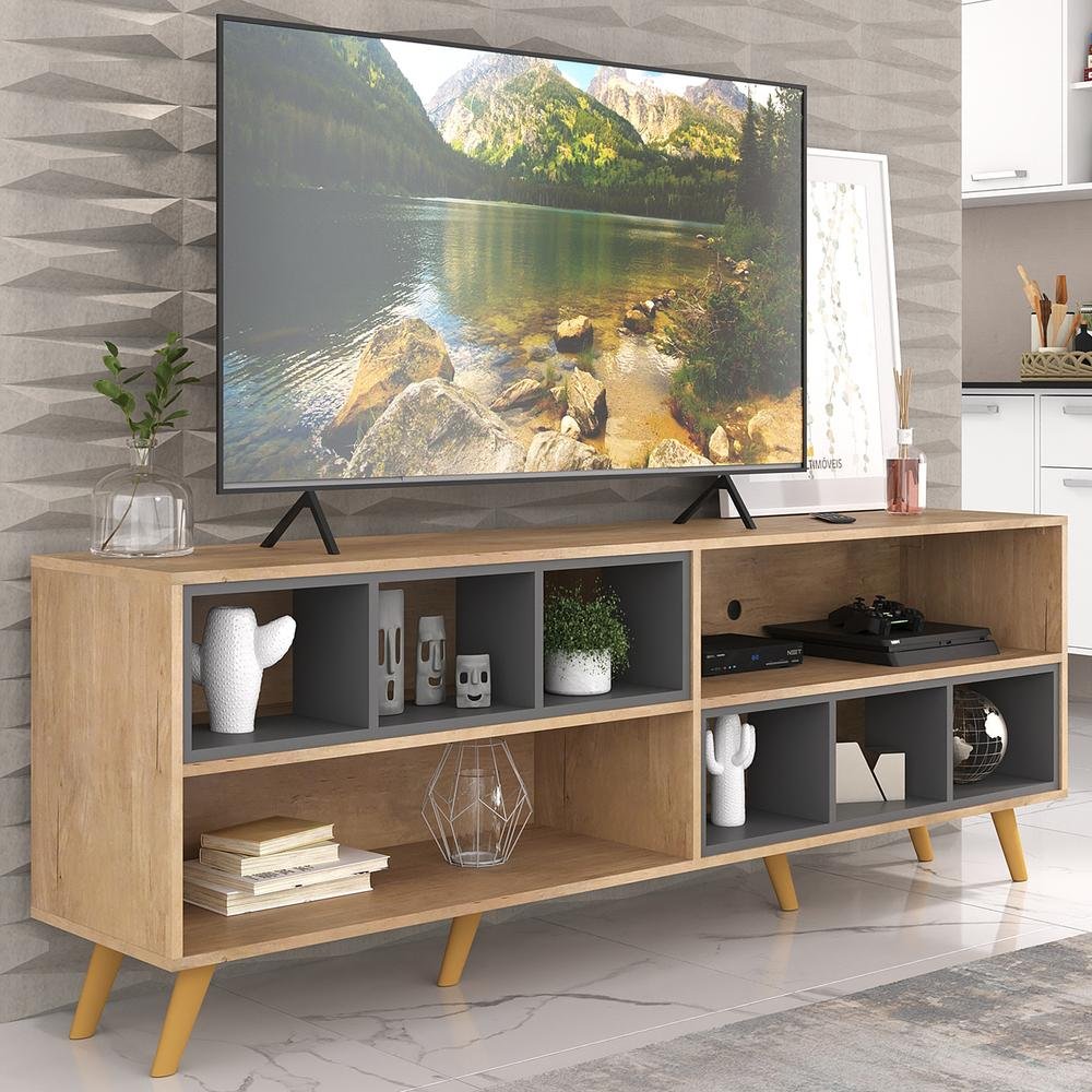 Rack para TV 75" Retrô com Nichos Jazz Multimóveis MP1022 Rustic ...