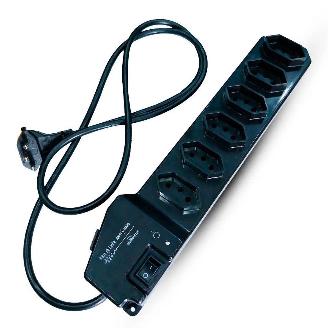 Filtro de Linha com Dps 7,5 Ka 100-240vca Preto Embrastec 110v/220v ...