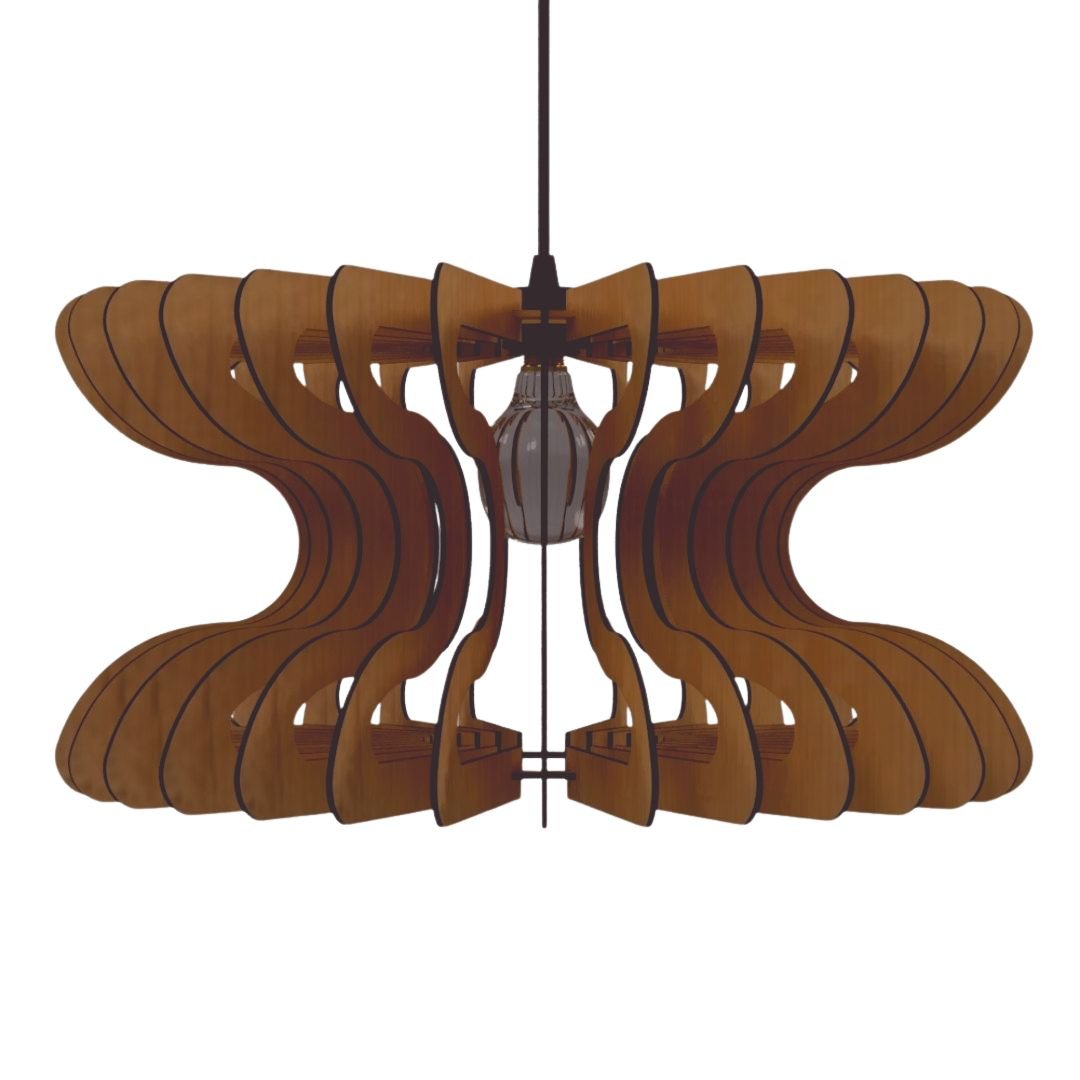 Luminária Teto tipo Pendente COBRA MDF - Completa - Cor: Marrom ...