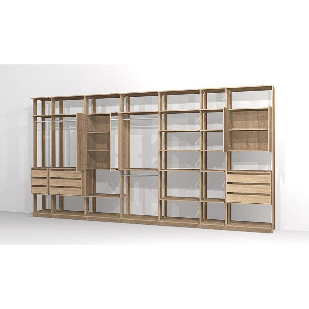 Closet Modulado 18 Prateleiras 4 Portas Carvalho Mel | MadeiraMadeira