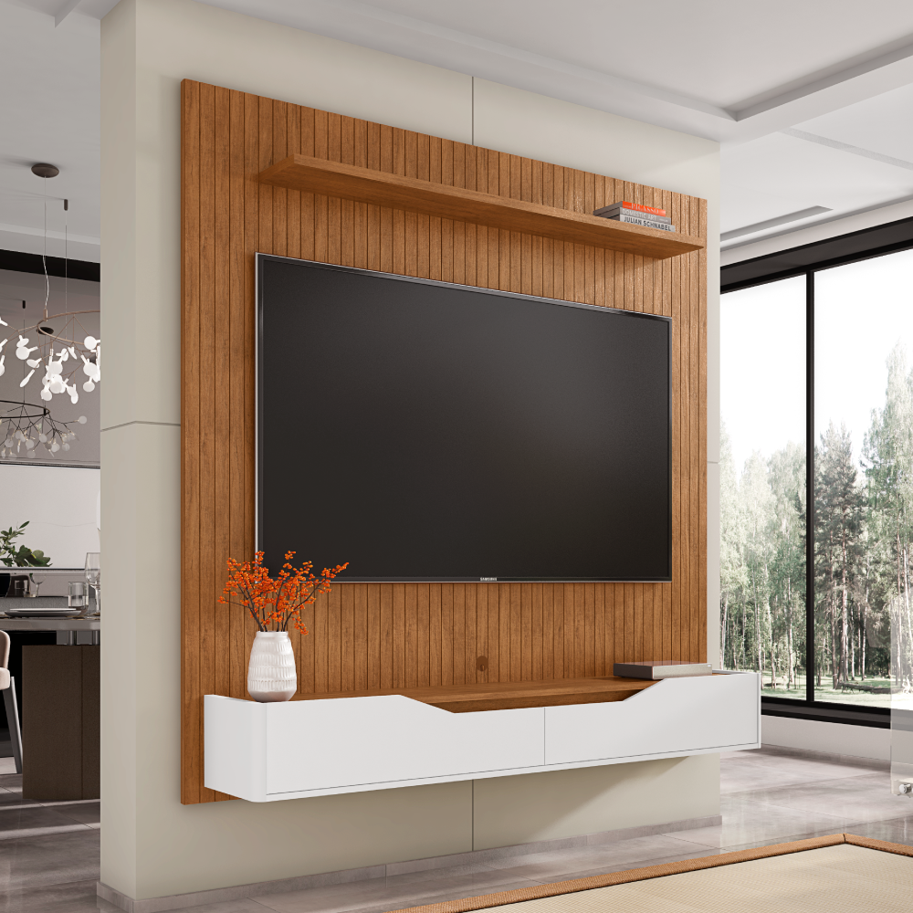 Home Para TV Ripado até 60 Polegadas Cetus 180 Cedro Branco ...