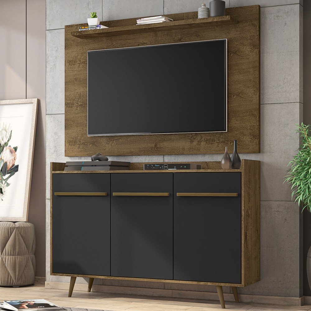 Sala de Estar Completa Quartzo para Tv Até 50 Polegadas 3 Portas ...