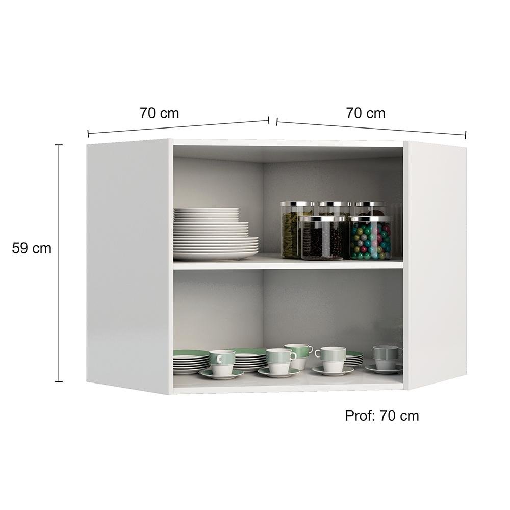 Armário De Canto Aéreo Com 2 Portas Evidence Branco | MadeiraMadeira