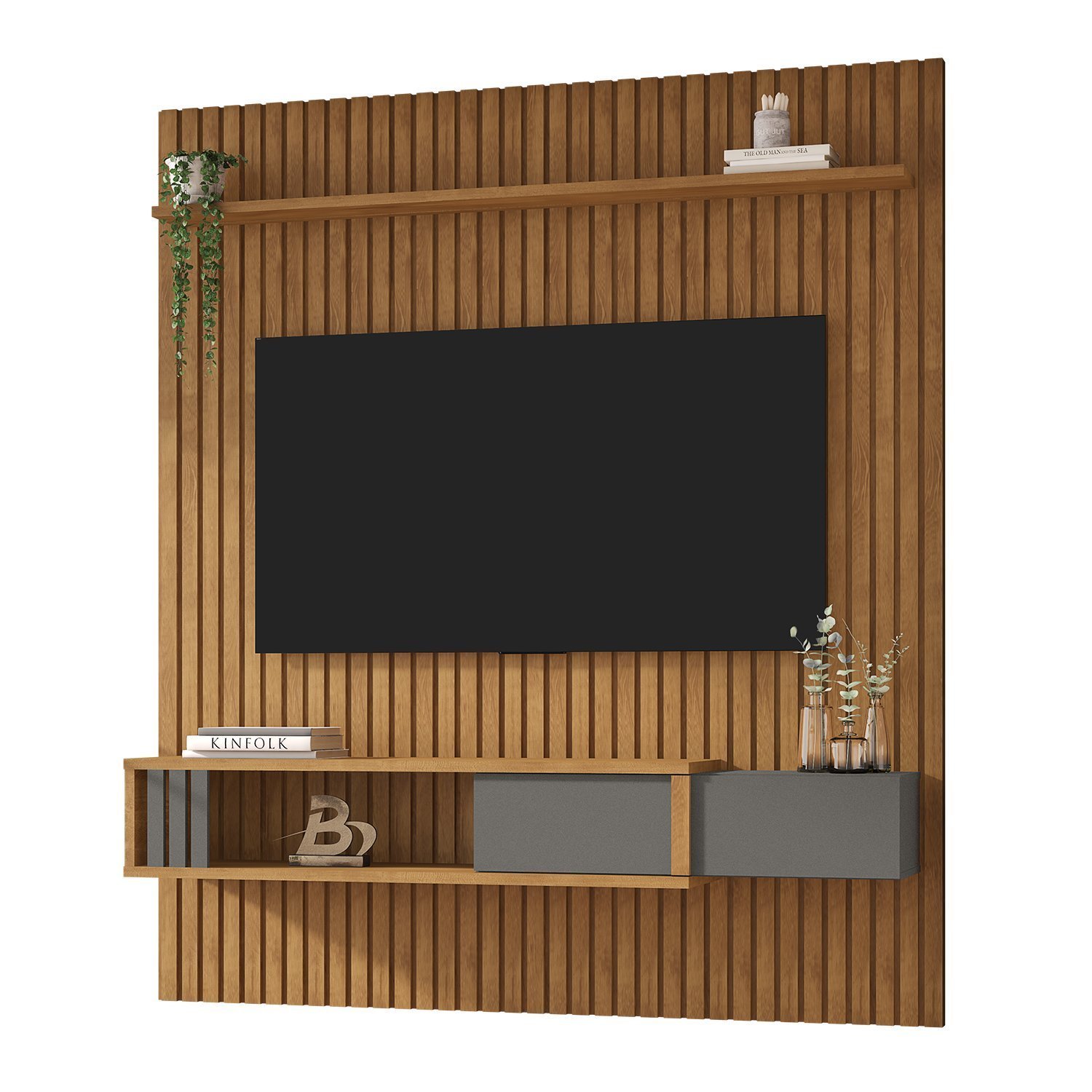 Painel Ripado Autêntico para TV até 75 Polegadas 1 Gaveta Nassau ...