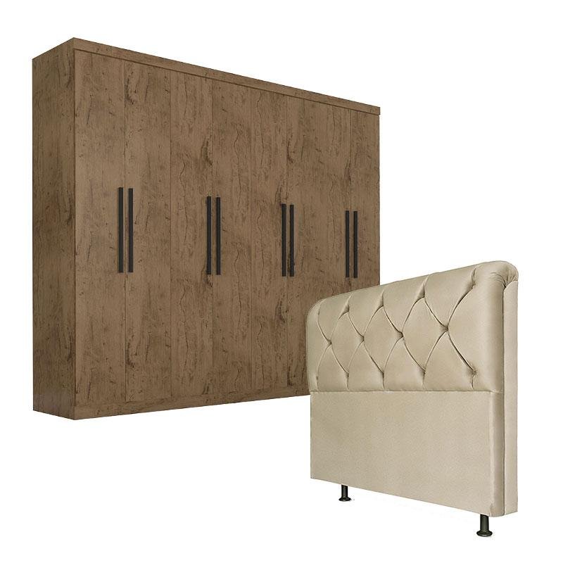 Quarto de Casal Guarda Roupa 1684 Demolição e Cabeceira Daiana 160 cm ...