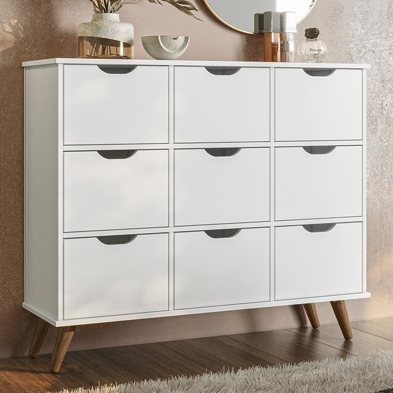Nicho Organizador Retrô 1478 com 9 Gavetas Branco - Qmovi | MadeiraMadeira