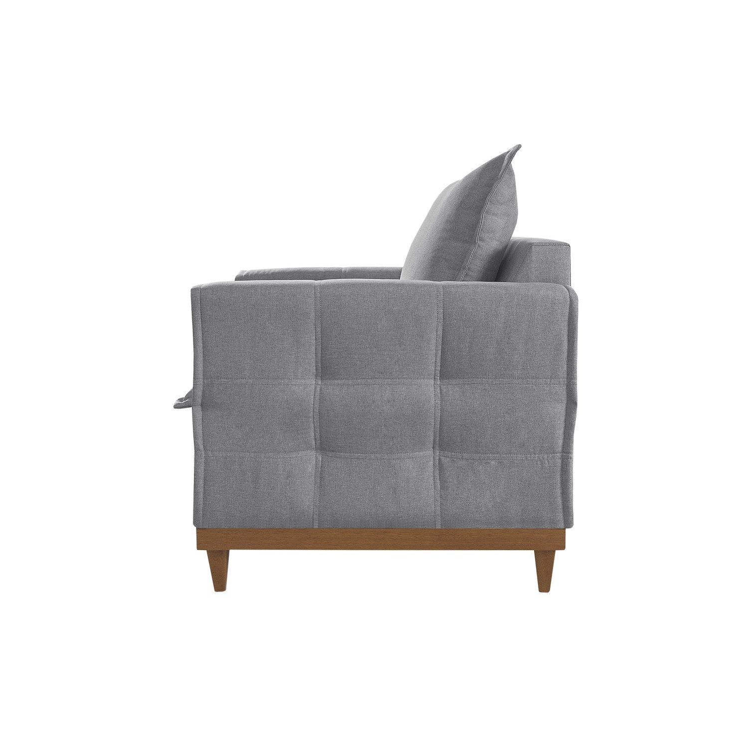 Poltrona em Linho Pés e Base em Madeira Arezzo | MadeiraMadeira