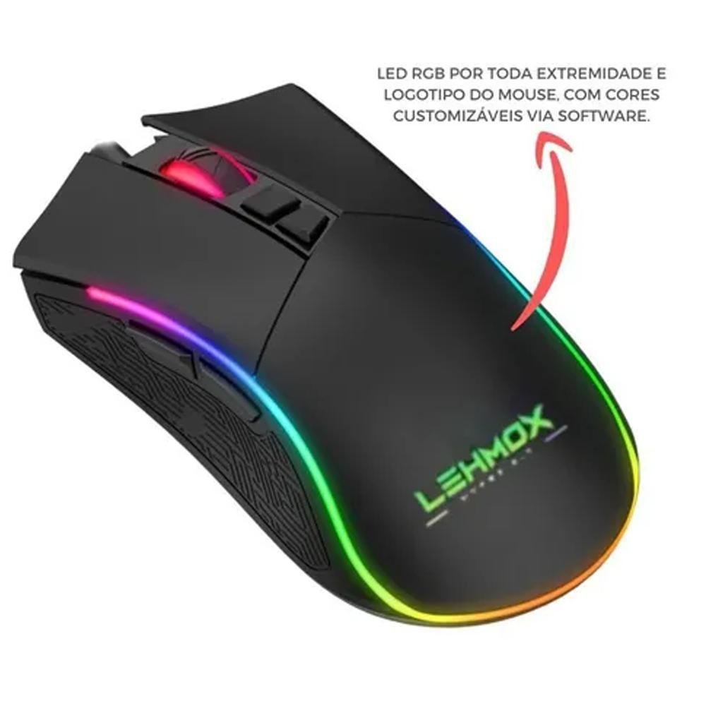 Mouse Gamer Lehmox Gt-m2 Usb 6400 Dpi Óptico Rgb 7 Teclas | MadeiraMadeira