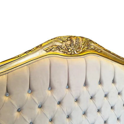 Cabeceira King Isabelle em Madeira Entalhada Luís Xv em Veludo Inca Tom ...