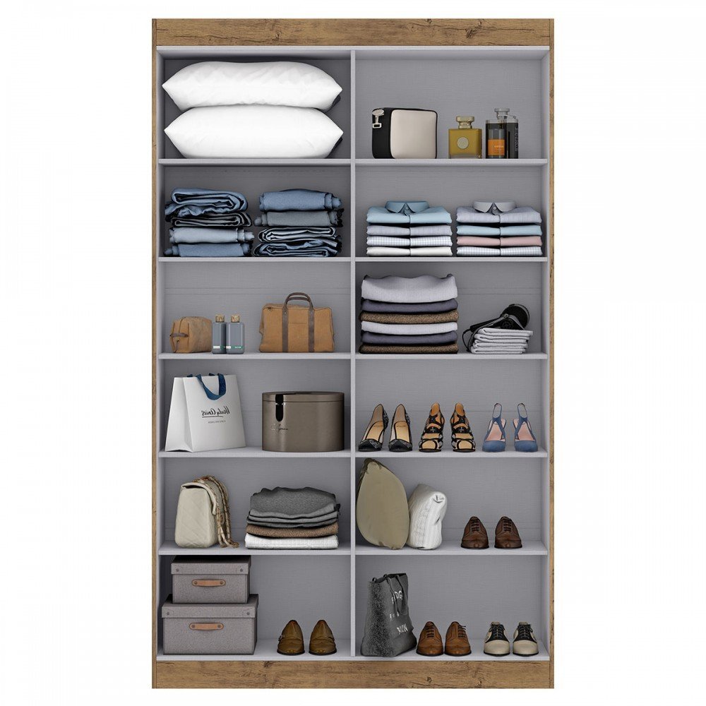 Guarda-Roupa Solteiro 4 Portas 10 Prateleiras Capuccino/Branco 8585 ...