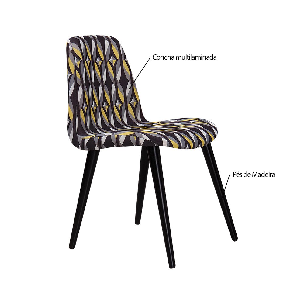 Cadeira Decorativa Sala de Jantar Pés de Madeira Meyer Suede Colorido ...