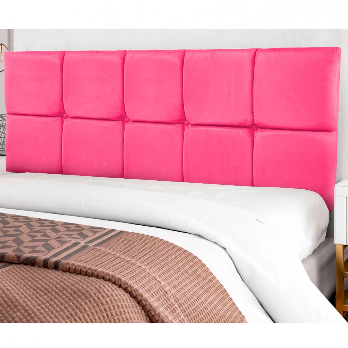 Cabeceira Painel de Camas Box Queen Estofada Lari Rose | MadeiraMadeira