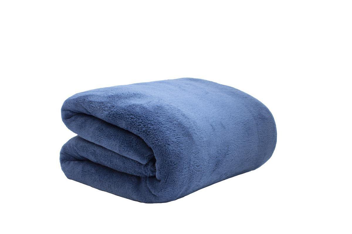 Cobertor Manta Microfibra Solteiro 150X220Cm Azul Camesa | MadeiraMadeira