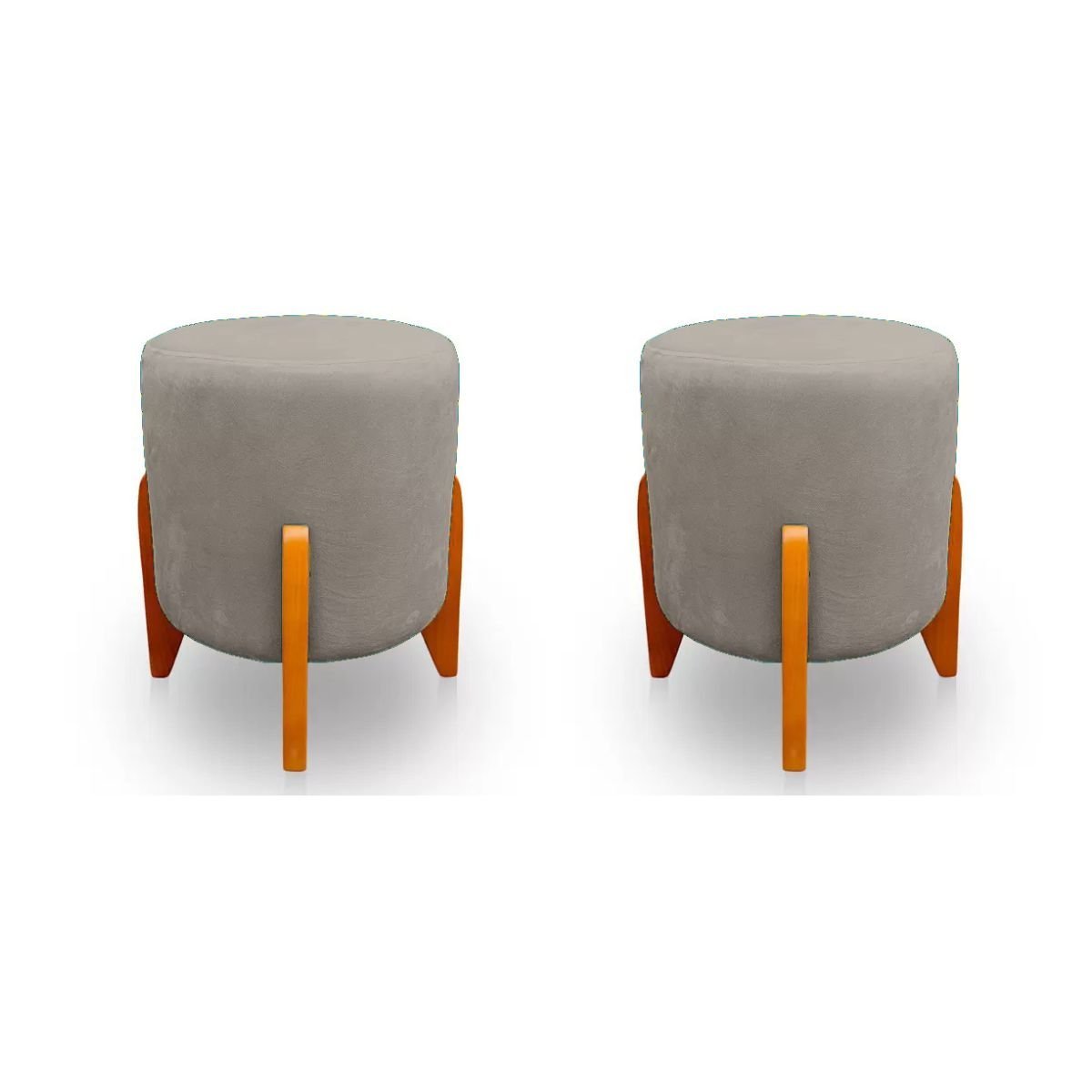 Kit 2 Puffs Thor Pés Em Madeira Veludo Cinza Claro - Kimi Design ...