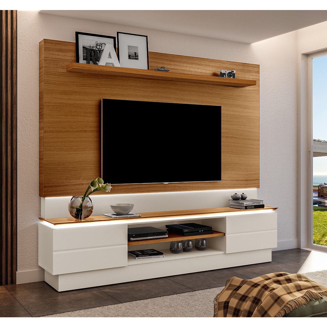 Rack para Sala de Tv London até 75 Polegadas com Prateleira e ...