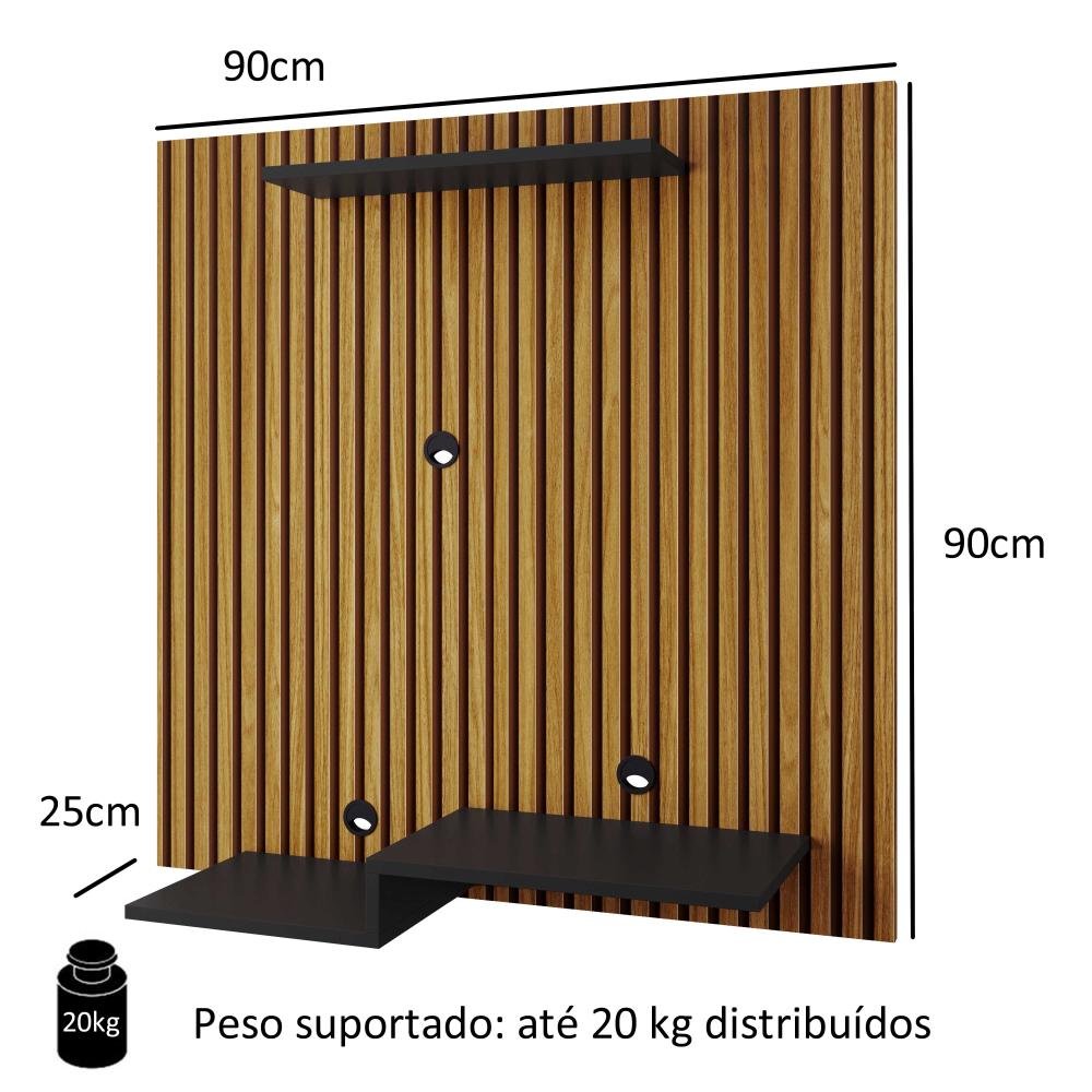 Painel Para TV Até 32 Polegadas Com Prateleiras Jet Plus - Preto/Ripado ...
