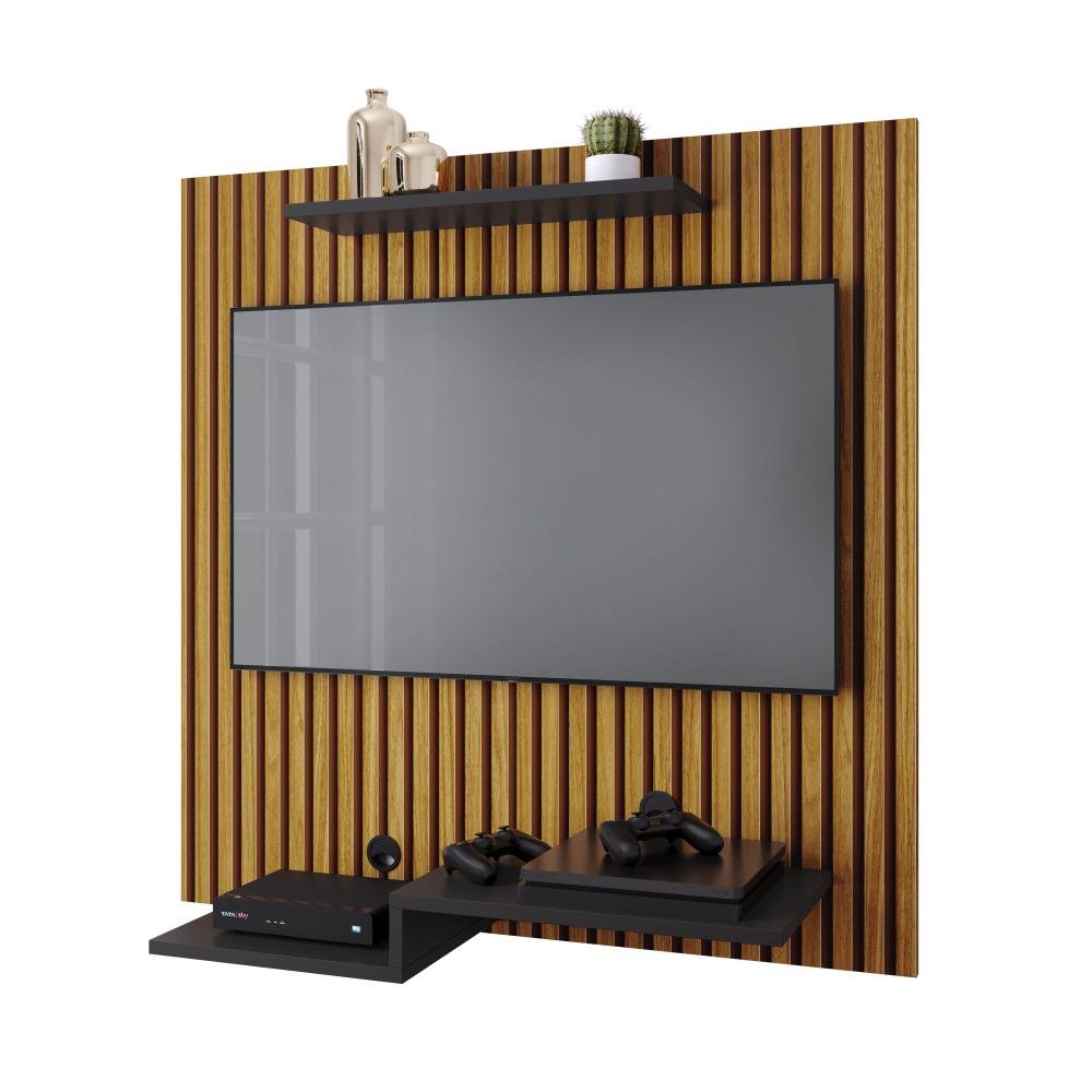 Painel Para TV Até 32 Polegadas Com Prateleiras Jet Plus - Preto/Ripado Nature - Lojas RPM ...