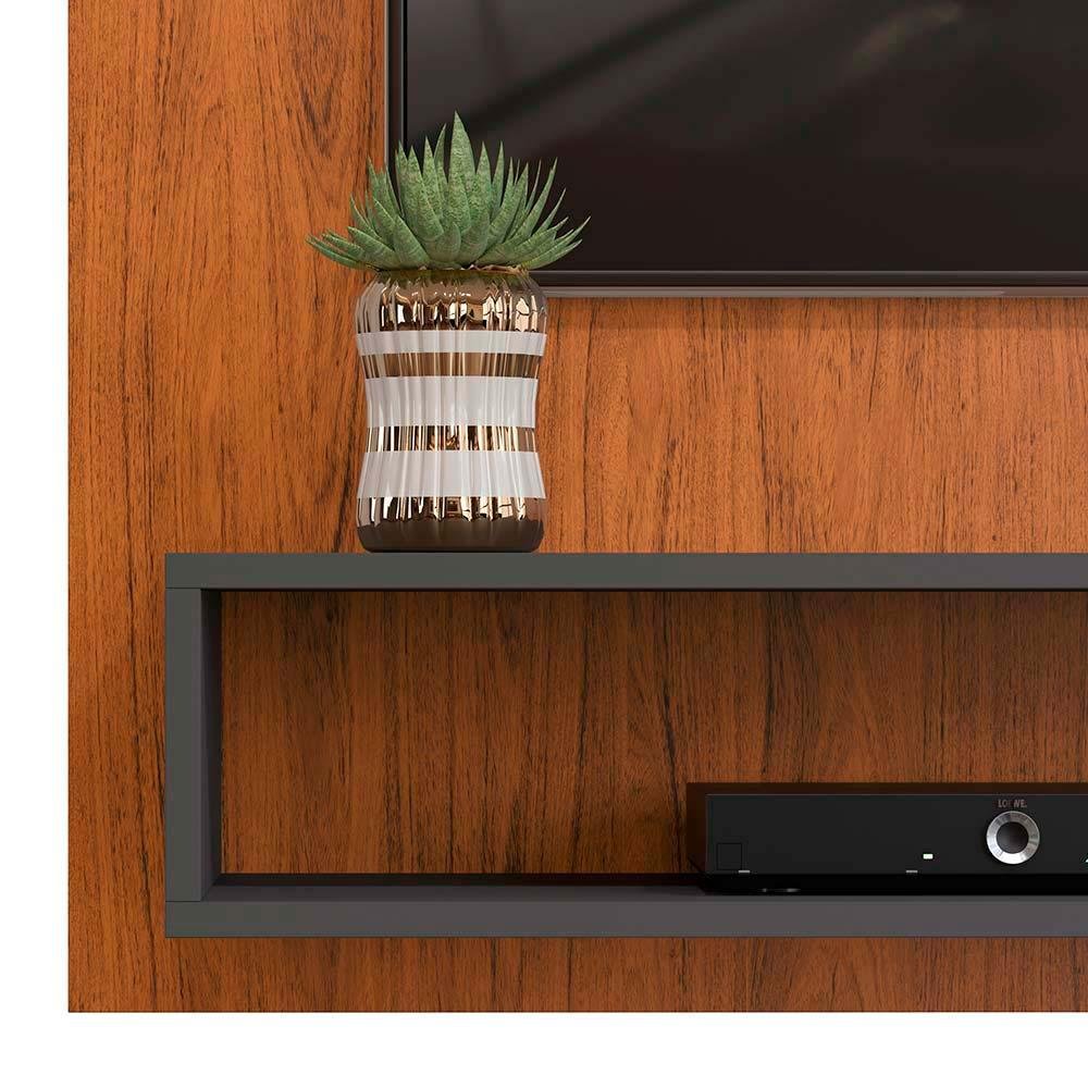Painel Para Sala Pequena TV Até 50 Polegadas Freijó Cinza Urbano ...