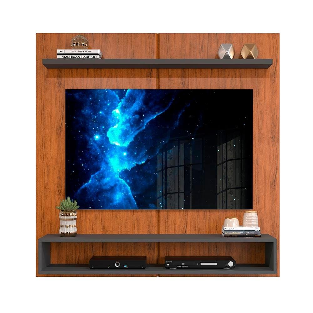 Painel Para Sala Pequena TV Até 50 Polegadas Freijó Cinza Urbano ...