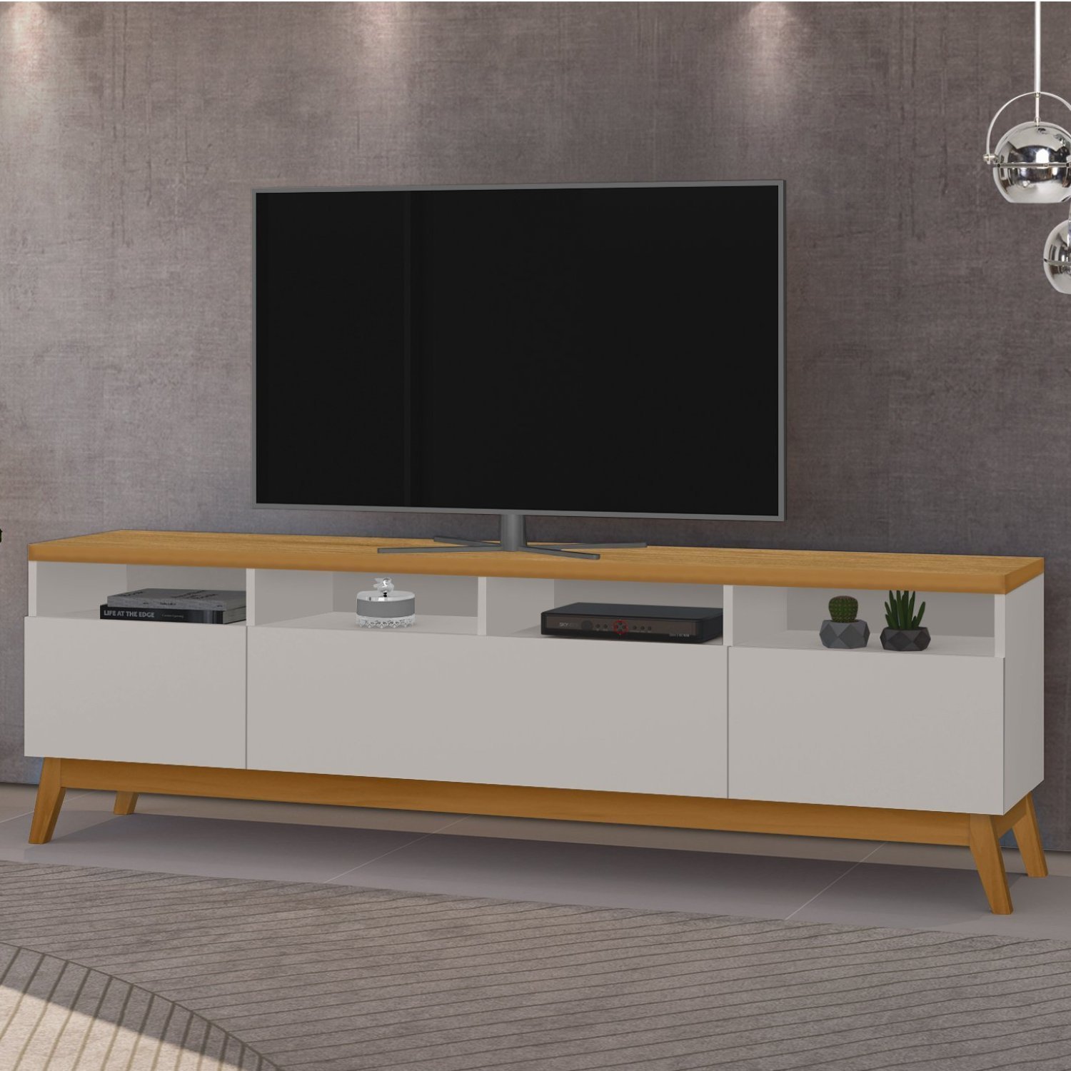 Rack para Tv até 89 Polegadas 218cm 3 Portas Supremo | MadeiraMadeira