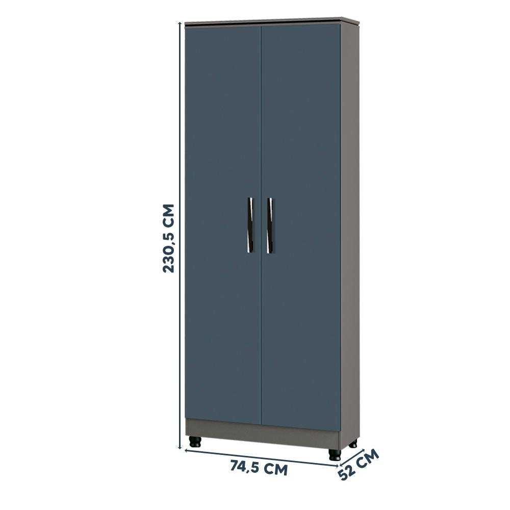 Guarda Roupa 2 Portas Com Cabideiro 1 Gaveta Grafite Azul Delta Fênix ...