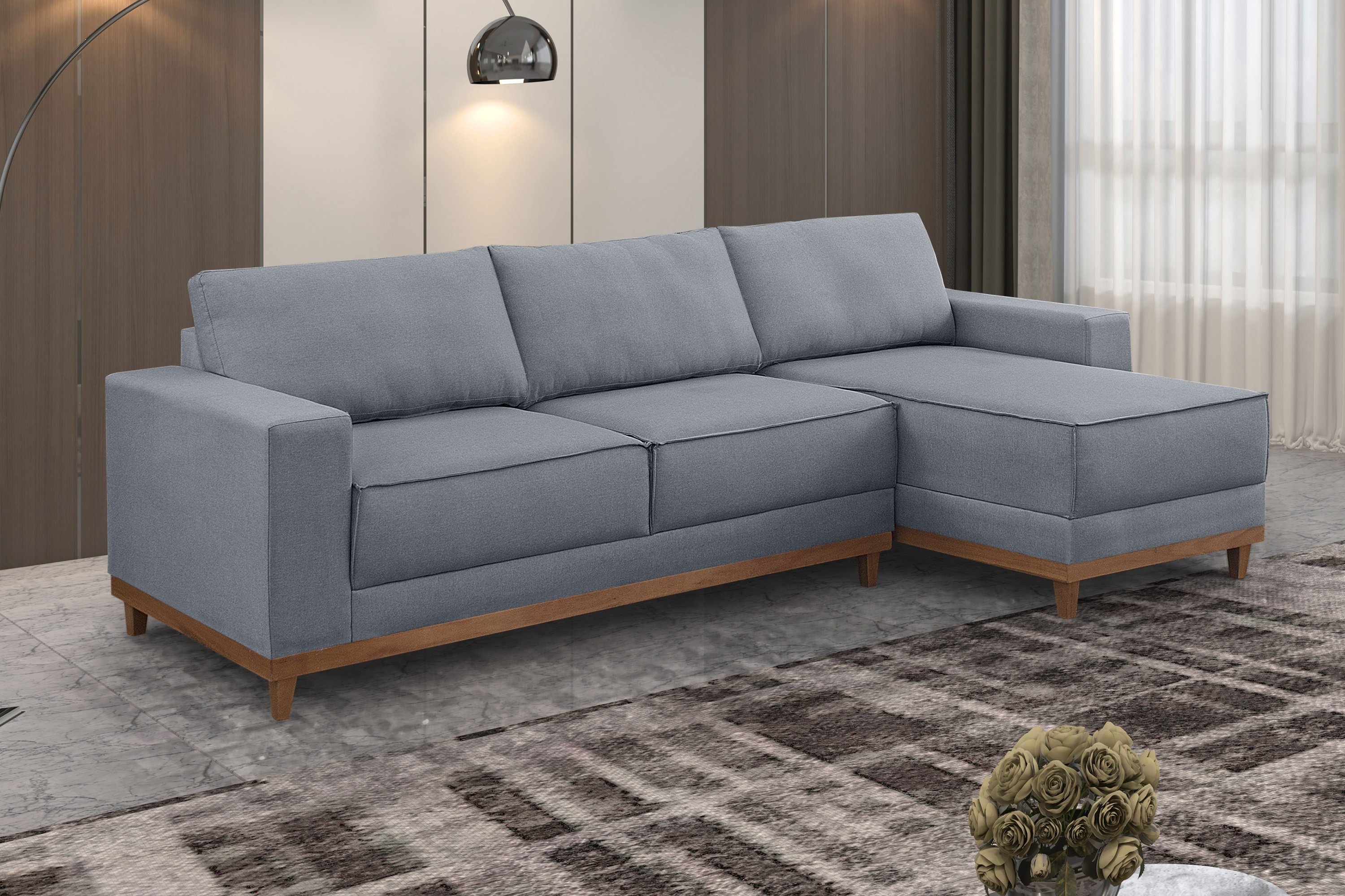 Sofá 4 Lugares com Chase em Linho Tóquio | MadeiraMadeira