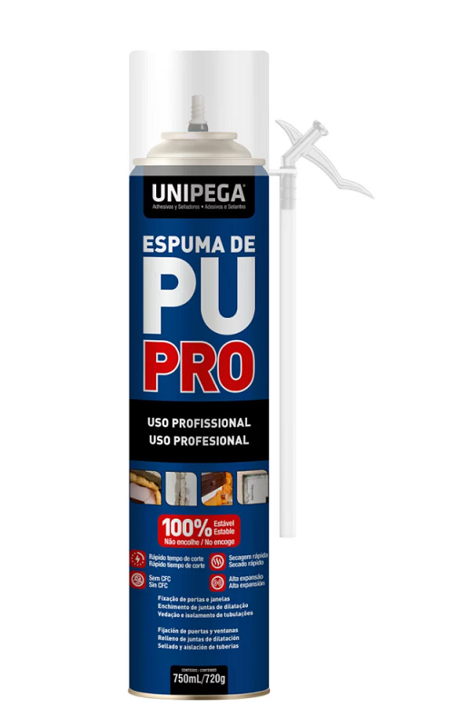 Espuma Expansiva Profissional 750ml 720g Unipega | MadeiraMadeira