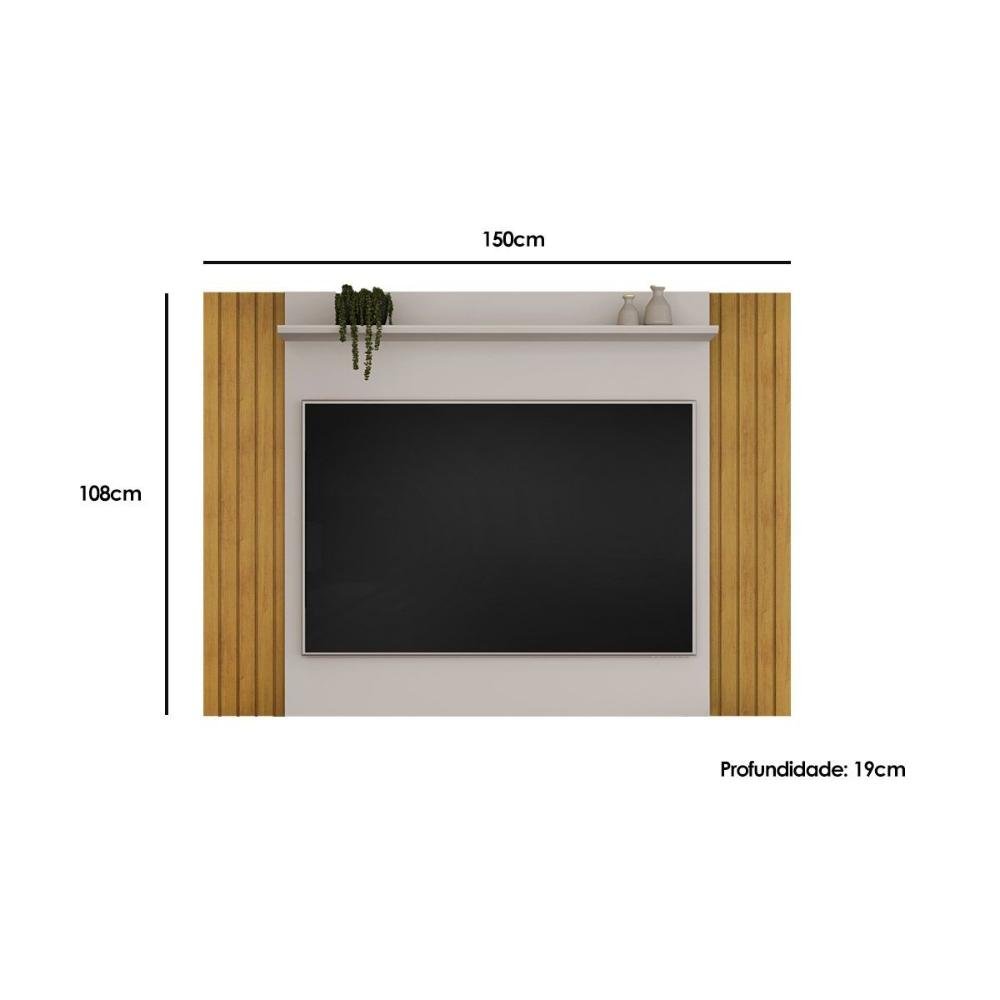 Painel Home P/tv até 55 Polegadas Trend Ripado Extensível C/ Prateleira 108x150cm Freijo/off ...