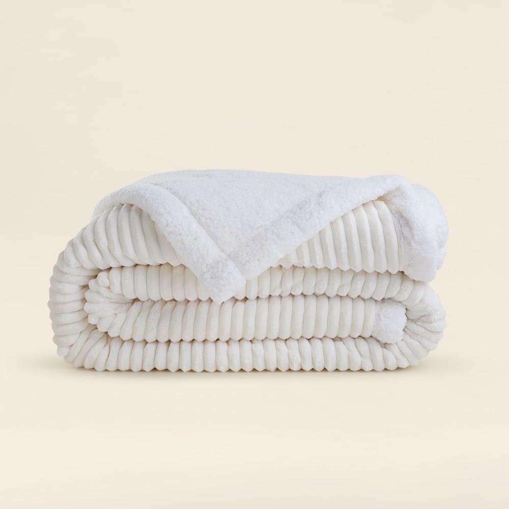 Edredom Sherpa Canelado Off White - A\casa Edredom Solteiro Sherpa ...