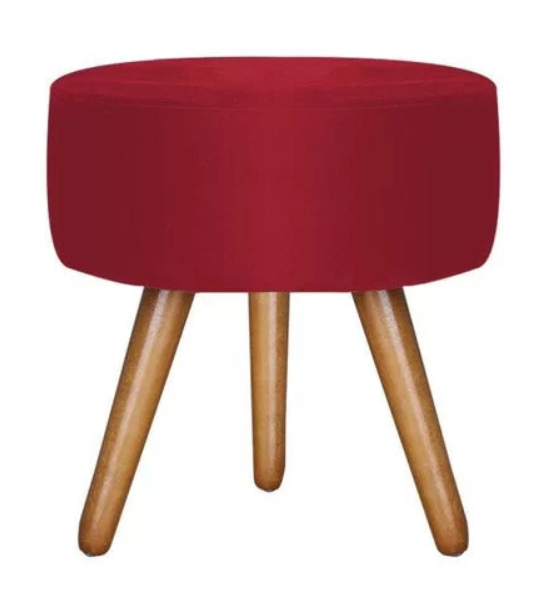 Puff Redondo Bali Decorativo Suede Vermelho | MadeiraMadeira