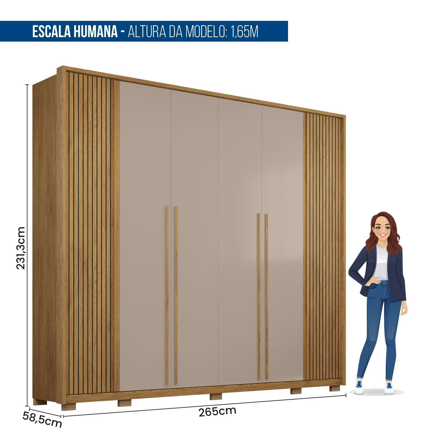 Guarda Roupa Casal Ripado 6 Portas 6 Gavetas Suburban Gold | MadeiraMadeira