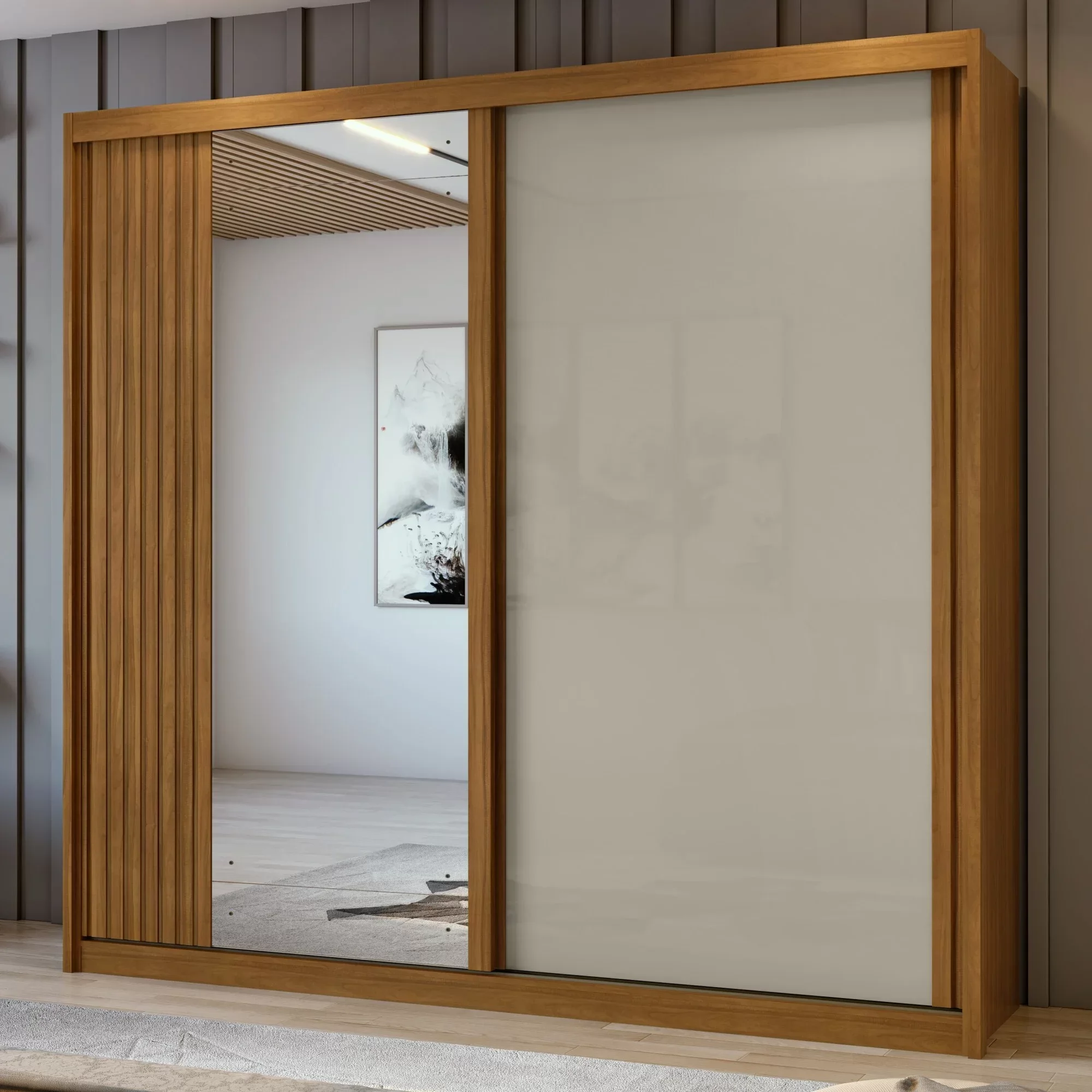 Guarda Roupa Casal com Espelho 2 Portas 4 Gavetas Velaris Móveis Lopas ...