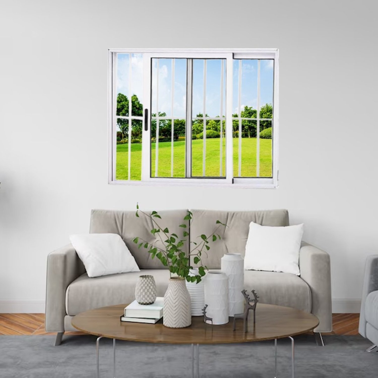 Janela Vitrô de Alumínio 2 Folhas 120 X 120cm Linha 25 com Grade ...