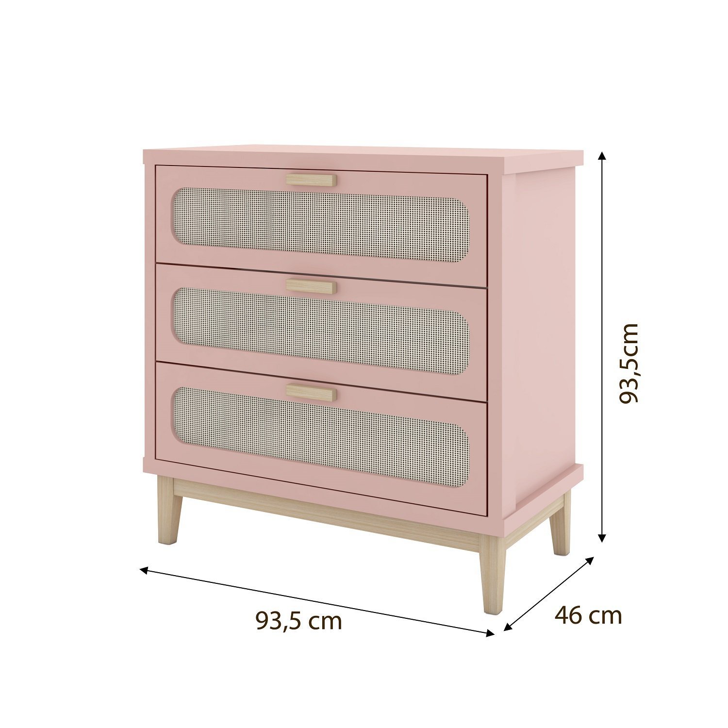 Cômoda rústica em estilo fazenda rosa com detalhe em palha indiana ...