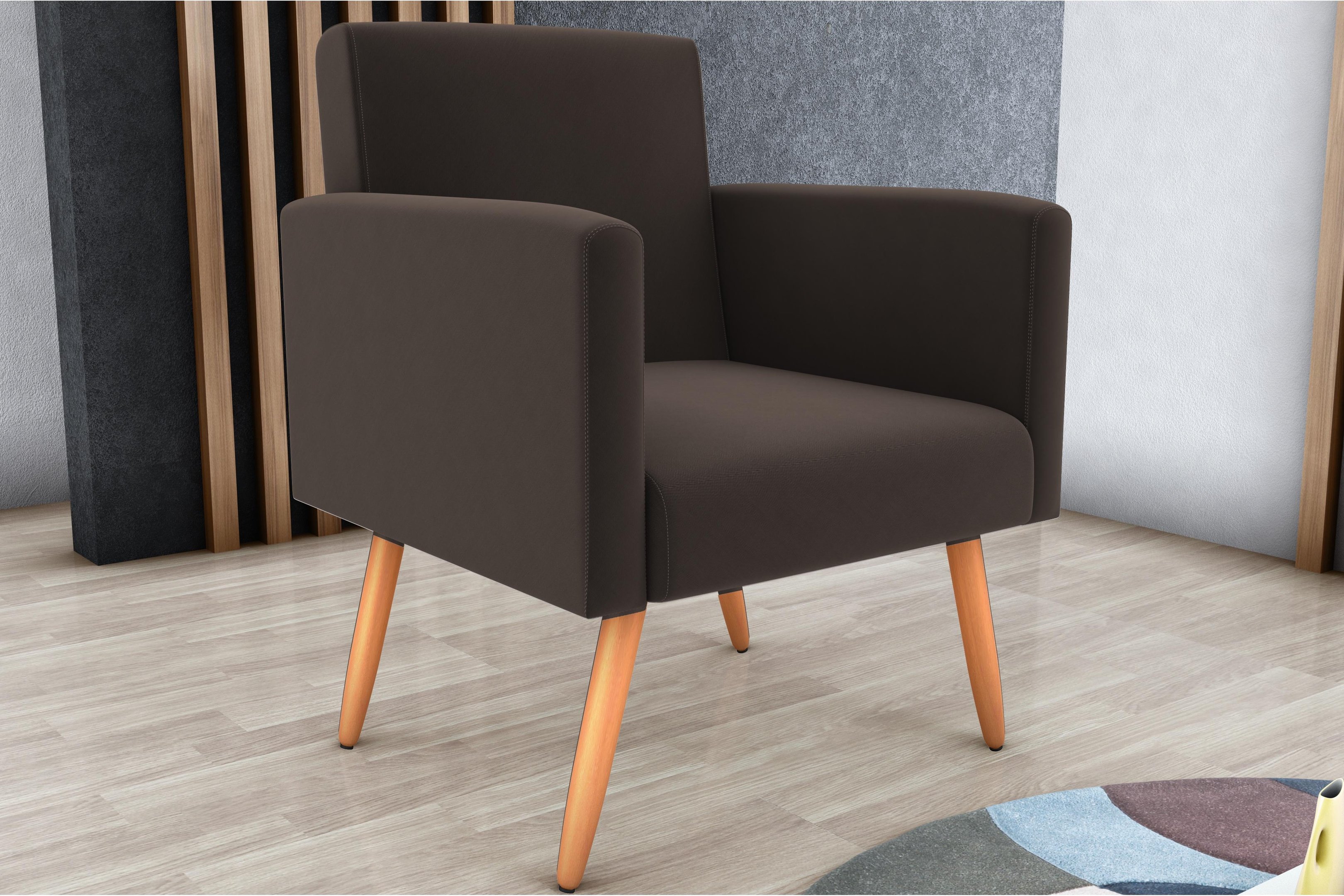 Poltrona Decorativa Dallas Suede Marrom B256 - Matrix | MadeiraMadeira