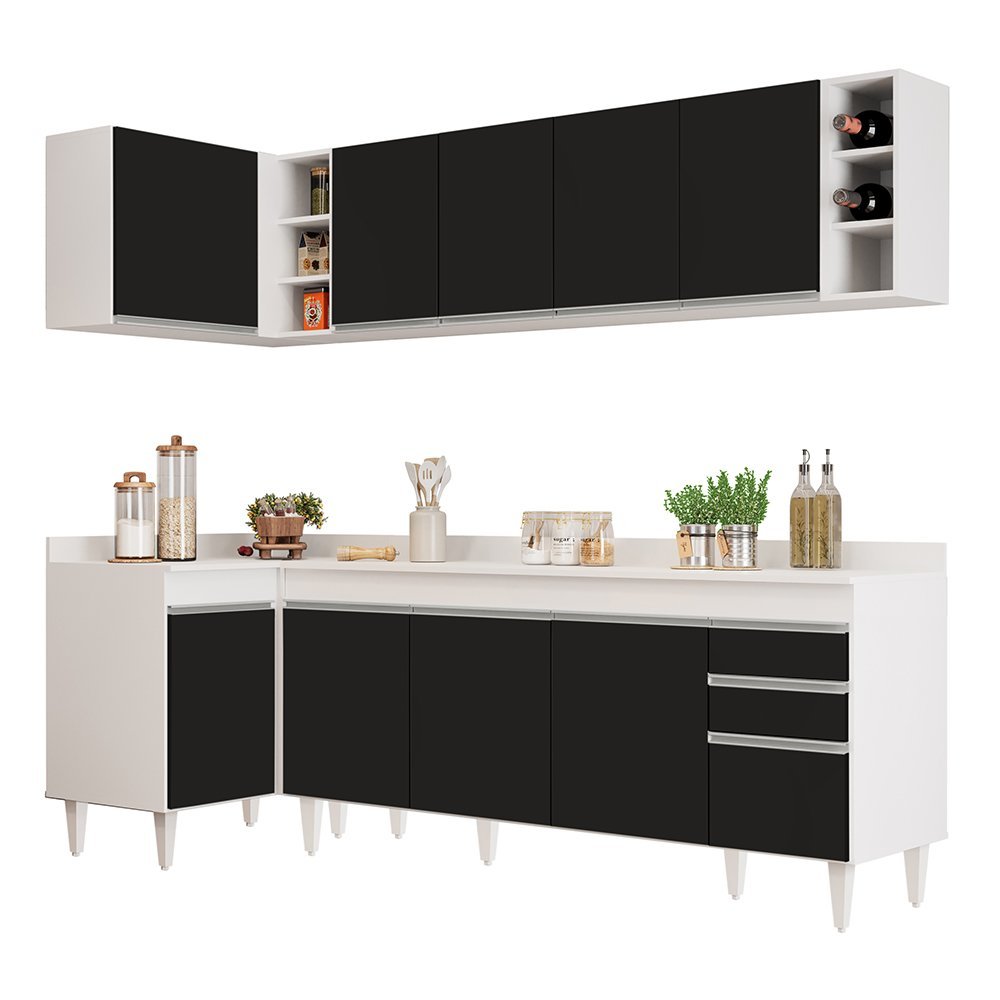 Armário de Cozinha Modulado de Canto Direito 5 Peças Cp44 Balcão com ...