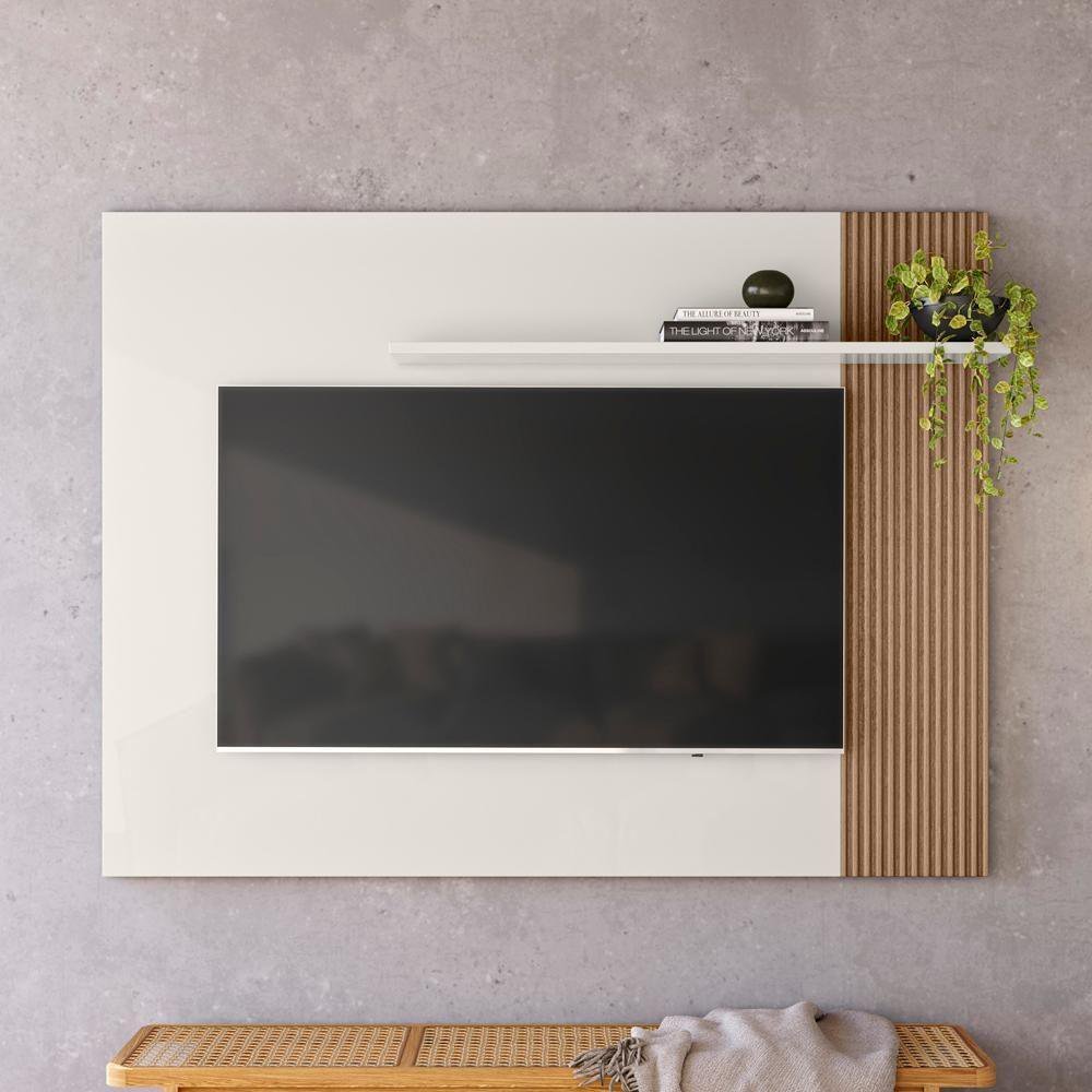 Painel Para Tv 40" 13936 Off White Cristal Ripado Madeira Dm ...