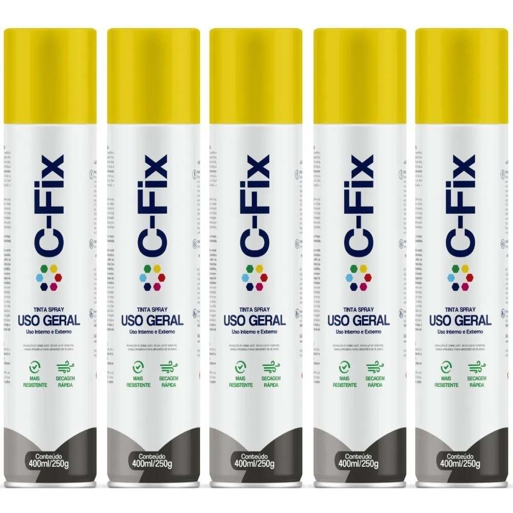 Kit 5 Tintas Spray Amarelo Uso Geral Inter/exter 400ml C-fix ...