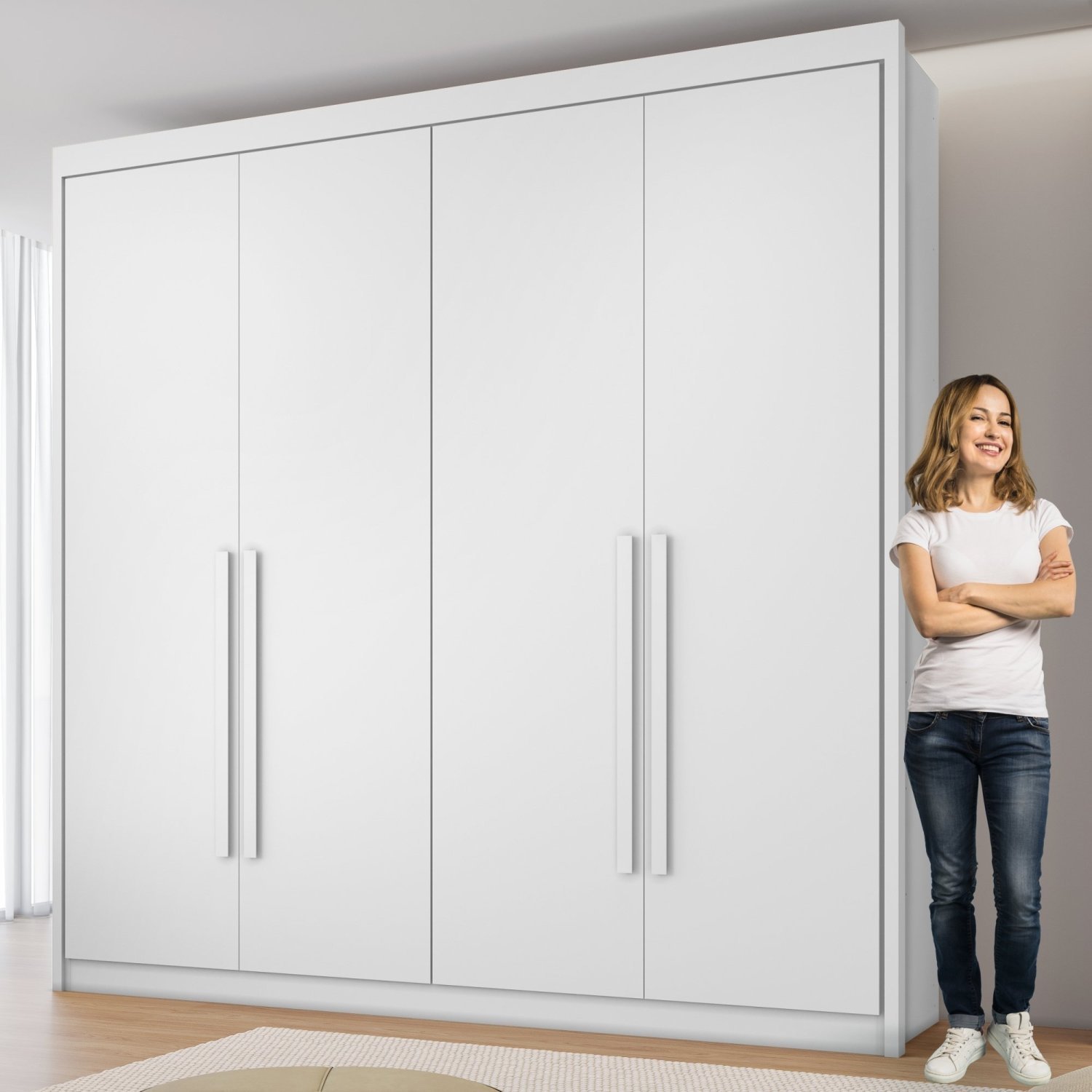 Guarda Roupa Casal 4 Portas 4 Gavetas Bergamo | MadeiraMadeira